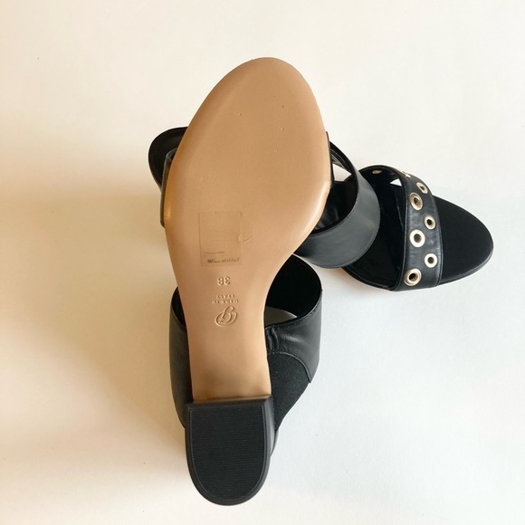 M. Gemi | Shoes | New M Gemi Black Genuine Leather Heeled Sandals Size ...